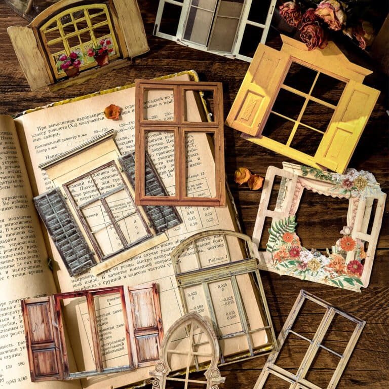 Retro Decorative Window Frame - Journal Whispers